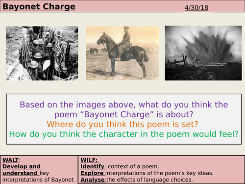 English Poetry Analysis Bayonet Charge KS4 | Teaching Resources