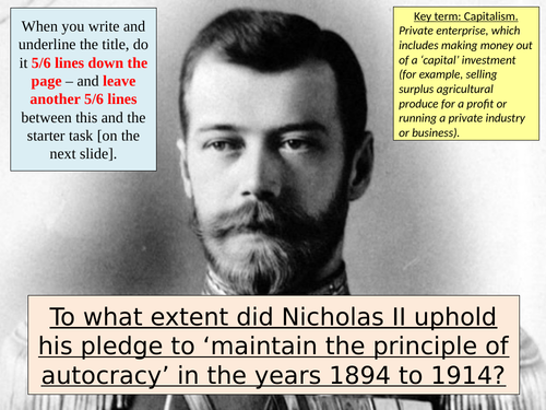 AQA A-Level Tsarist & Communist Russia Lesson 32 (Autocracy) | Teaching ...