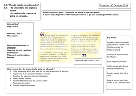 The Crusades: Source Analysis & Homework | Teaching Resources