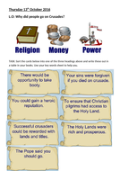 The Crusades: Source Analysis & Homework | Teaching Resources