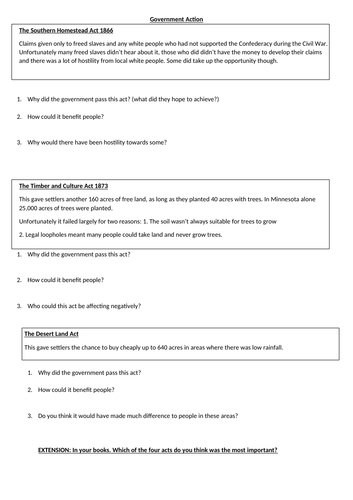 American West - Government Acts | Teaching Resources
