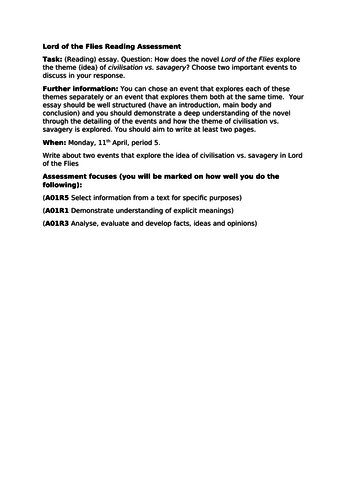 Lord of the Flies EAL resources | Teaching Resources