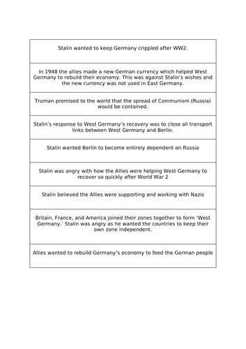 Cold War Berlin Blockade 1948 | Teaching Resources
