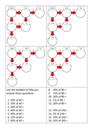 Scaffolded percentages of amounts bubbles sheet | Teaching Resources