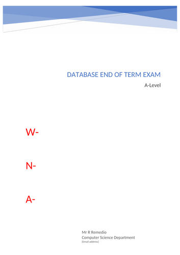 Database MOC Exam A-Level | Teaching Resources