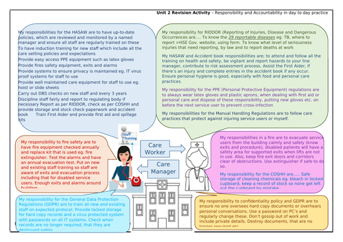 BTEC Level 3 Health and Social Care Unit 2 Working in HSC revision ...