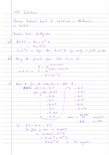 Level 3 CORE Maths in Context Solutions to Practice Materials (Edexcel ...