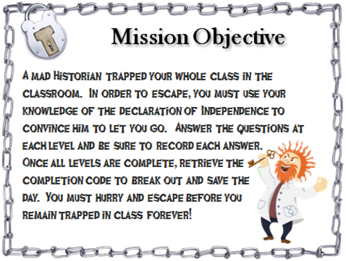 Declaration of Independence: Escape Room - Social Studies | Teaching ...