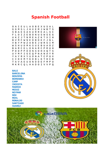 Spanish Football Word Search | Teaching Resources