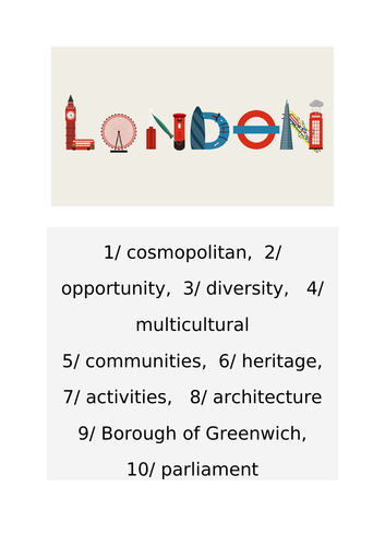 London vocabulary homework words kS2/KS3 | Teaching Resources