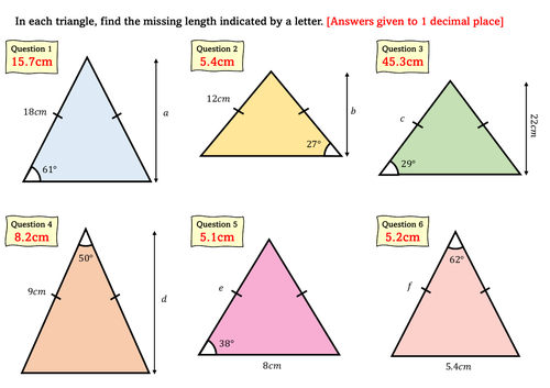 Trigonometry in Isosceles Triangles | Teaching Resources