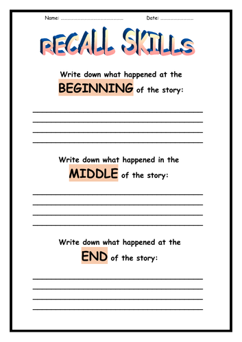 Guided Reading - Recall Skills | Teaching Resources