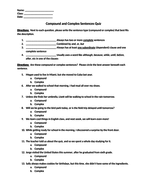 Compound and complex sentences quiz | Teaching Resources