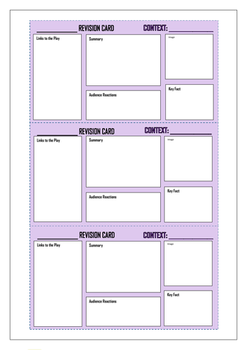 English Revision Cards Blank Templates - for Plays | Teaching Resources