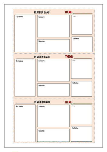 English Revision Cards Blank Templates - for Plays | Teaching Resources