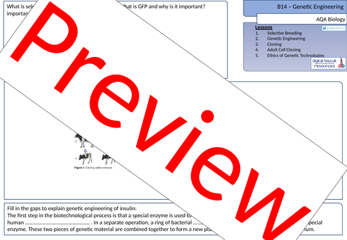 New AQA (2016) Biology B14 Variation and Evolution - Revision Sheet ...