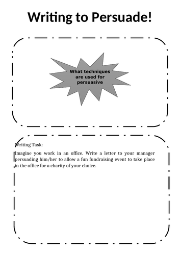 Writing to persuade starter and writing task | Teaching Resources