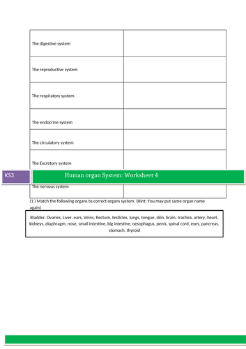 KS3 - Science Worksheets for Cell, Cell Specialism and Movement of ...