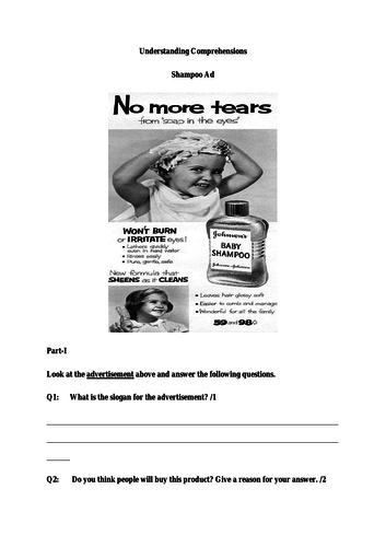 7 Advertisement Comprehensions | Teaching Resources