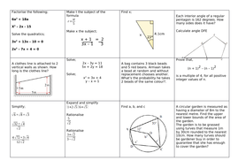 GCSE Maths 9-1 Revision grids | Teaching Resources