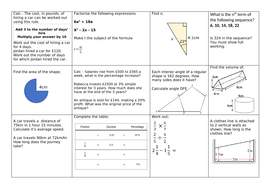 GCSE Maths 9-1 Revision grids | Teaching Resources