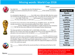World Cup 2018 Missing Words Cloze English Sheet Starter Activity ...
