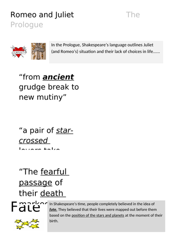 Romeo and Juliet - Prologue / Act 1, Scene, 1 Activity Pack | Teaching ...
