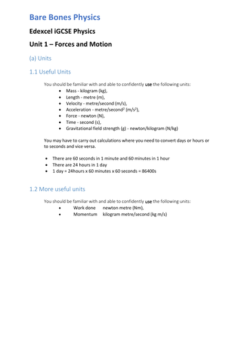 GCSE Physics Unit 1 Forces and Motion Revision Bundle | Teaching Resources