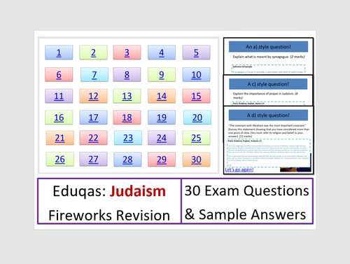 FIREWORKS! Eduqas Judaism: Exam Question Game | Teaching Resources