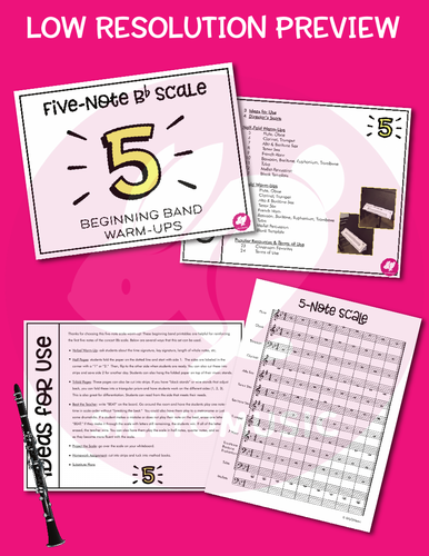 5-Note Scale Warm-Up: 3D Foldable for Beginning Band (Concert Bb ...