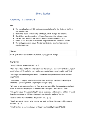 AQA Short Story Anthology Revision | Teaching Resources
