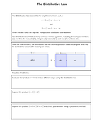 Distributive Law Worksheet with Problems and Solutions (.docx ...