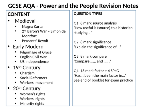 Power and the People Revision Notes | Teaching Resources
