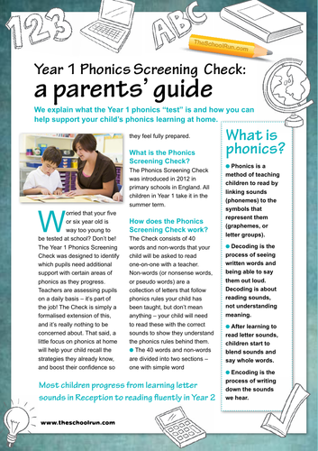Year 1 Phonics Screening Check: a guide for parents | Teaching Resources