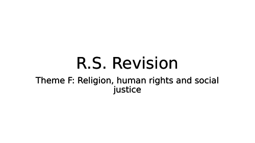 RS 9 - 1 GCSE Religious studies Theme F, Religion human rights and ...