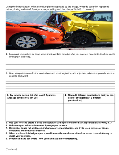 Step by step creative writing guide with prompt worksheet | Teaching ...