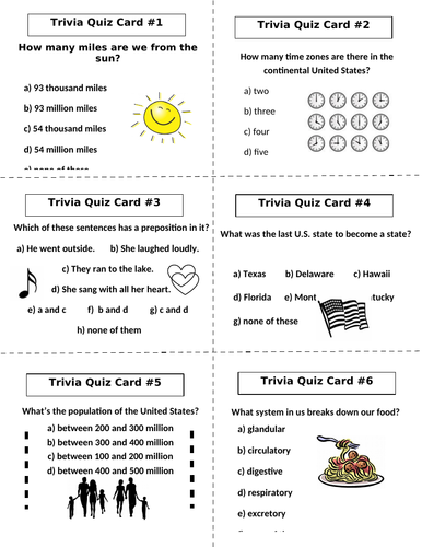 End of the Year Task Cards with Lesson Plan - Trivia - 36 Cards (5-9 ...