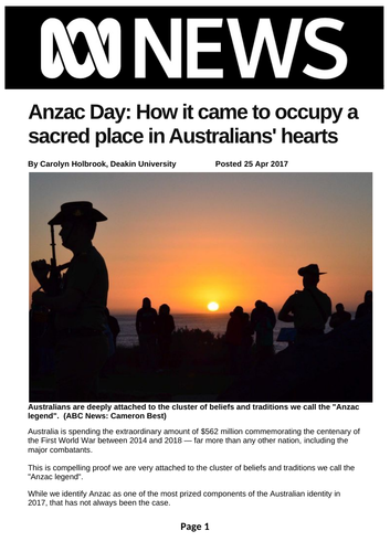 Ezine article - Anzac Day: How it came to occupy a sacred place in ...