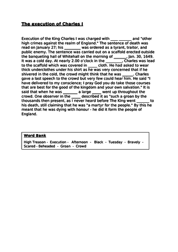 Charles I execution | Teaching Resources