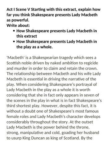 Grade 9 exemplar Macbeth essay Lady Macbeth powerful | Teaching Resources Grade 9 exemplar Macbeth essay Lady Macbeth powerful | Teaching Resources