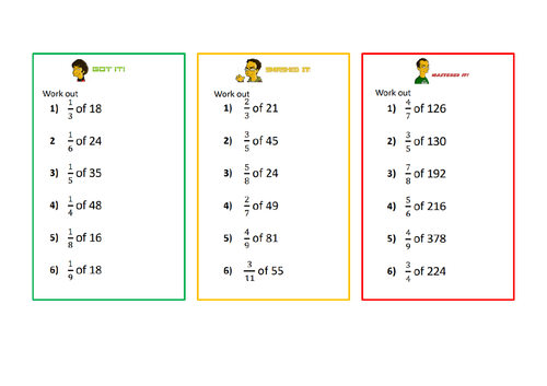 Unleash Your Fraction of Amounts Skills With RAG Worksheets And ...