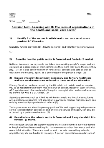 BTEC Level 3 Health and Social Care Unit 2 Working in Health LAB and ... BTEC Level 3 Health and Social Care Unit 2 Working in Health LAB and ...