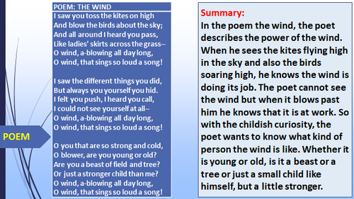 THE WIND BY ROBERT LOUIS STEVENSON - LESSON PRESENTATION | Teaching ...