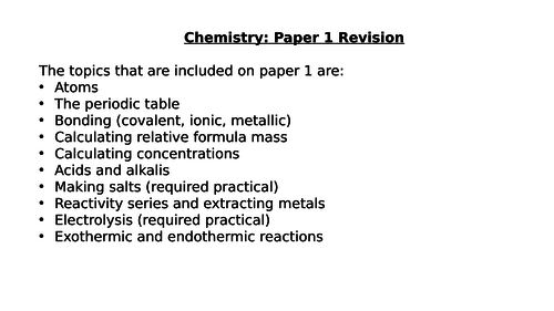 Chemistry Paper 1 Revision (AQA New Specification 1-9) | Teaching Resources