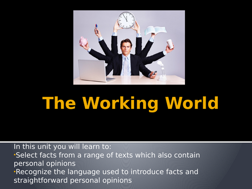 The Working World. | Teaching Resources
