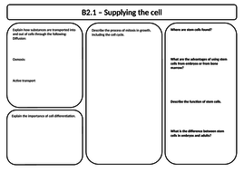 OCR Gateway A Combined Science - B2 Revision sheets | Teaching Resources