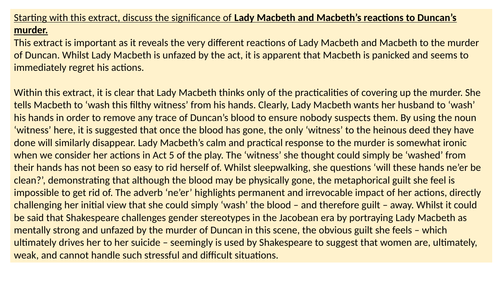 Macbeth Essay: Exemplar Intro and First Paragraph | Teaching Resources