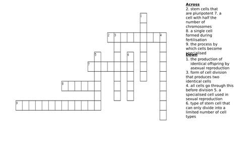 AQA GCSE Biology (triple or combined) revision crosswords for paper 1 ...