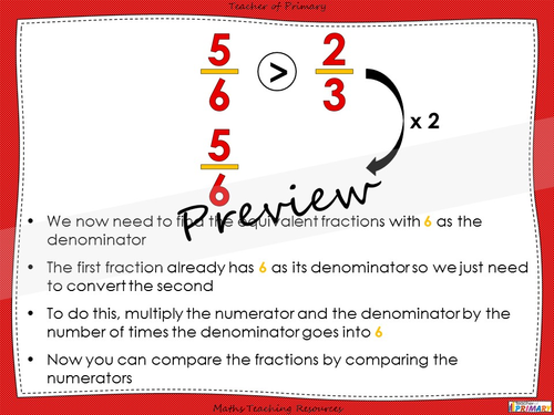 Comparing and Ordering Fractions - Year 5 | Teaching Resources