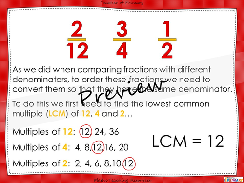 Comparing and Ordering Fractions - Year 5 | Teaching Resources